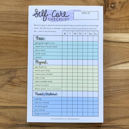 Self Care Checklist Notepad – Paper Whale